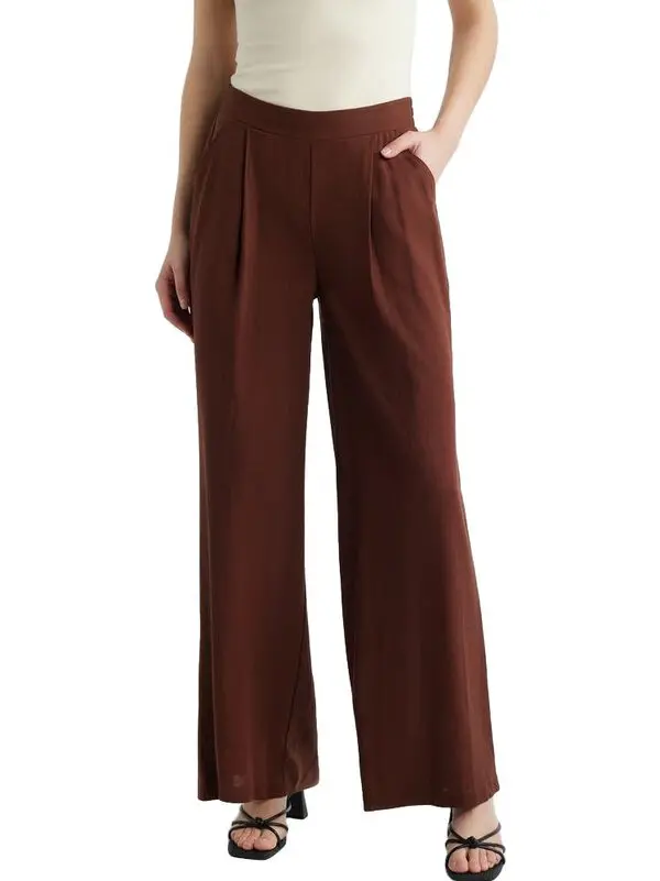Hue Coastal Palazzo Pants - Shaved Chocolate