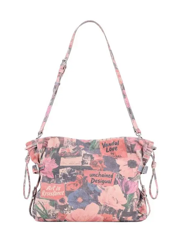 Desigual Collage Denim Tote - Pink Multi