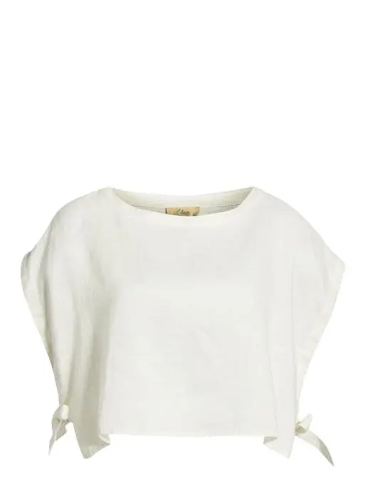 Elan Cropped Linen Cover-up Top - White