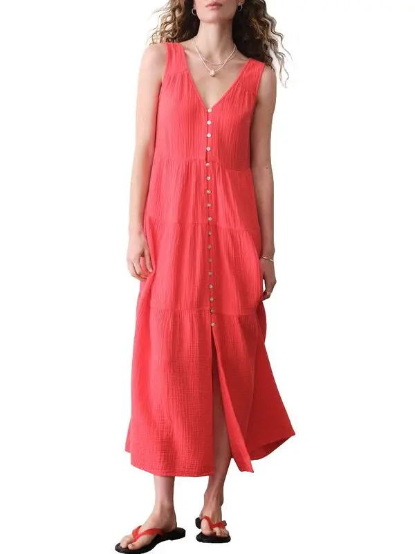 Marine Layer Corinne Sleeveless Organic Cotton Gauze Maxi Dress - Blush