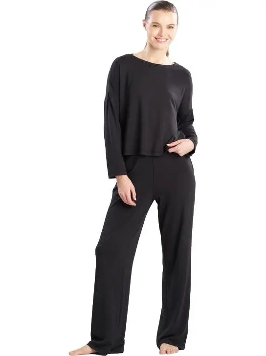 Natori Kaia Terry Long Sleeve Top - Black