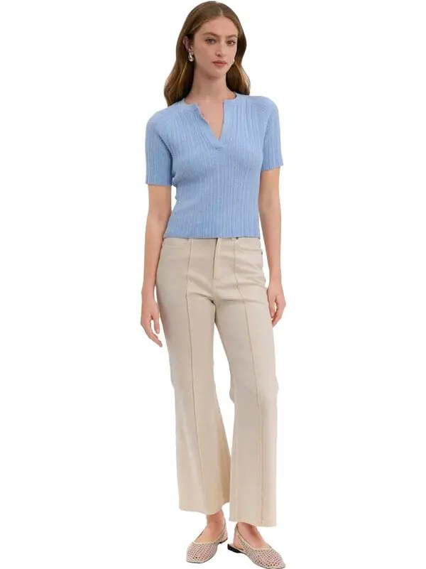 Rebecca Taylor Bouclé Knit Short Sleeve Top - Azure