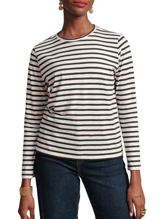 FRANCES VALENTINE Long Sleeve Striped T-shirt - Oyster/black