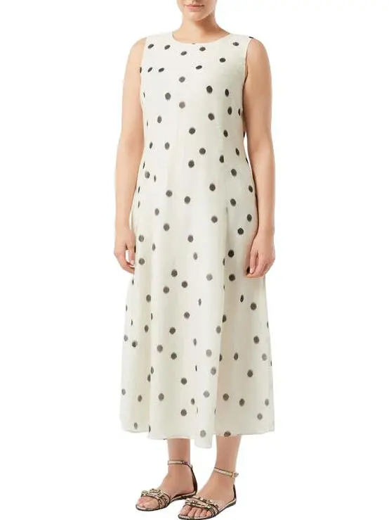 Marina Rinaldi Palato Polka Dot Cotton & Silk Voile Dress - White