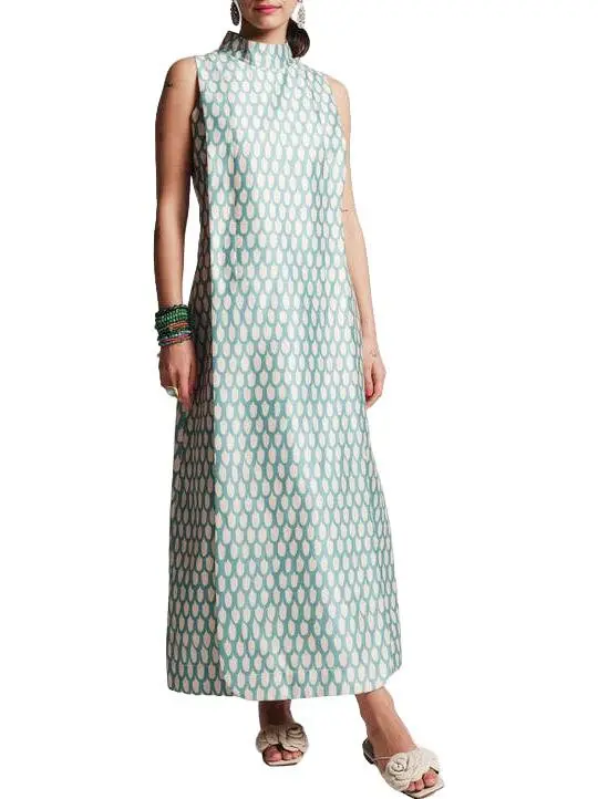 FRANCES VALENTINE Carlyle Loop Print Maxi Dress - Air Blue/oyster
