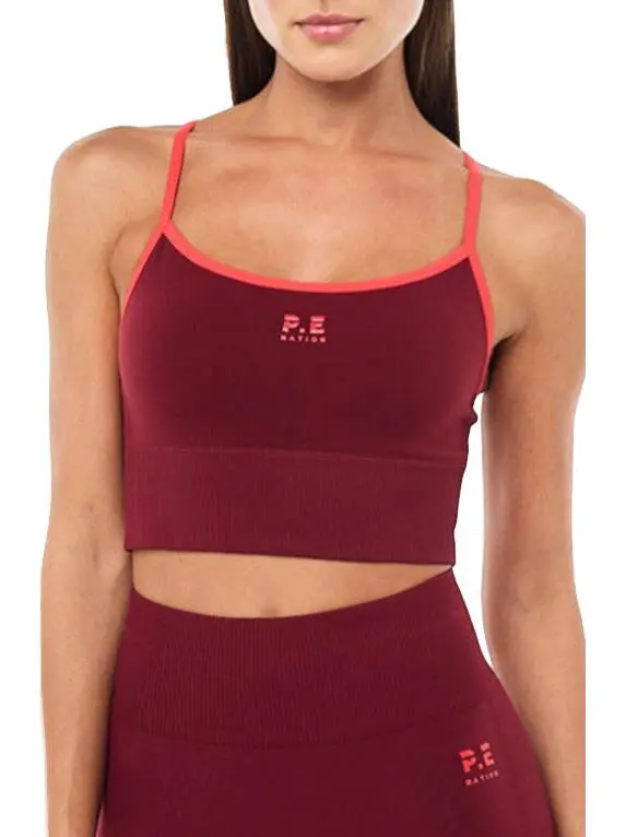 P.E Nation Release Seamless Crop Tank - Cabernet/strawberry