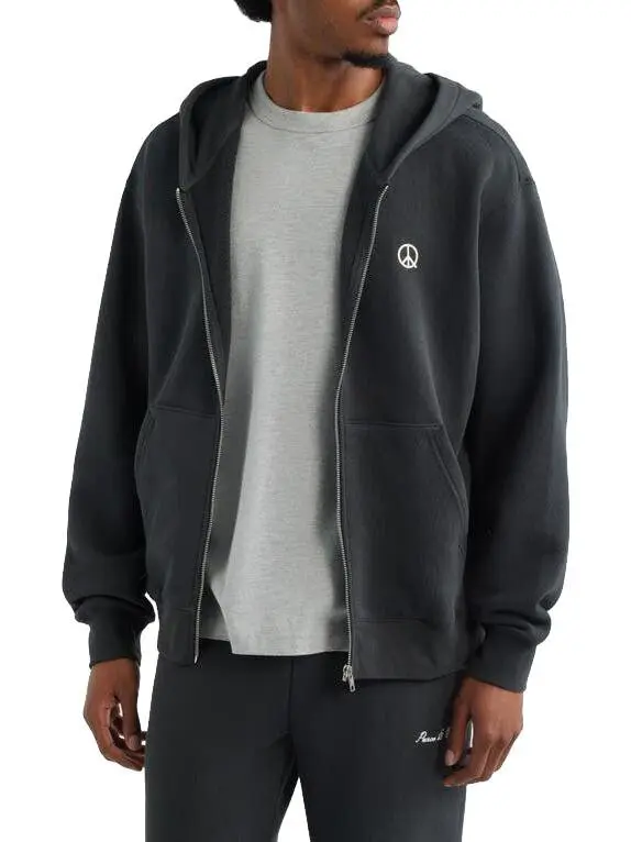 MUSEUM OF PEACE & QUIET Wordmark Zip Hoodie - Black