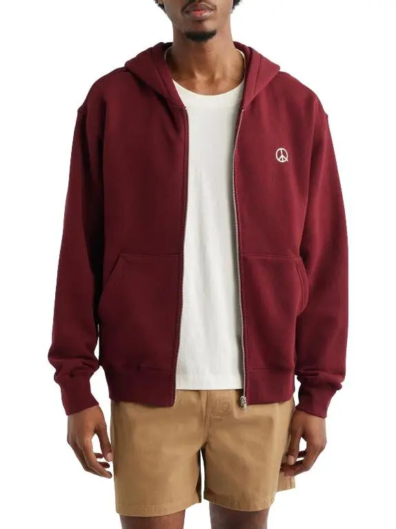 MUSEUM OF PEACE & QUIET Wordmark Zip Hoodie - Burgundy