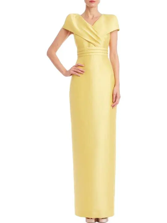 Badgley Mischka Taffeta Column Gown - Marigold