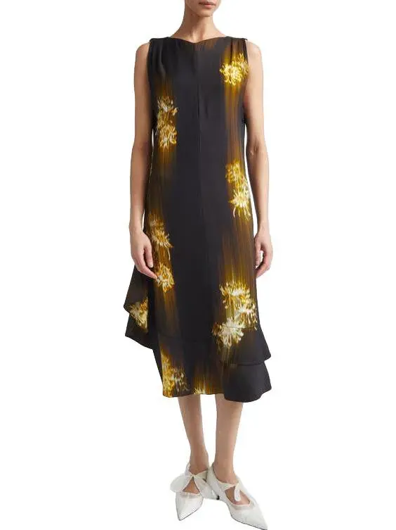 Proenza Schouler Rhetta Asymmetric Midi Dress - Black Multi