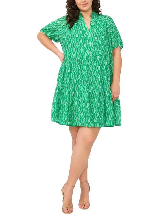 CECE DUPRAZ Tiered Ruffle Neck Dress - Kelly Green