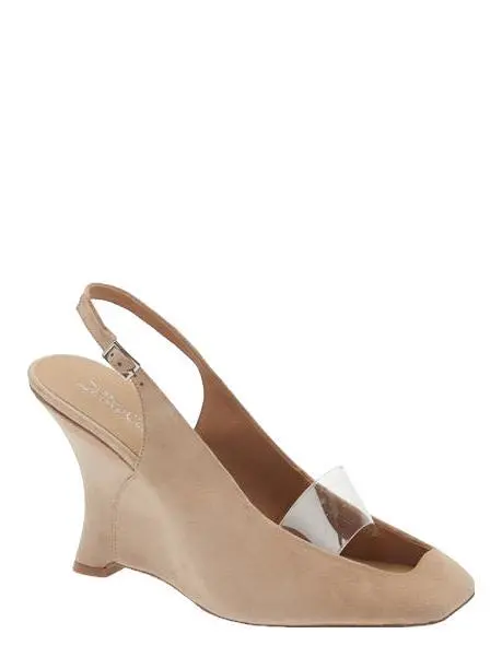 Jeffrey Campbell Nebulis Slingback Wedge Pumps - Beige Suede