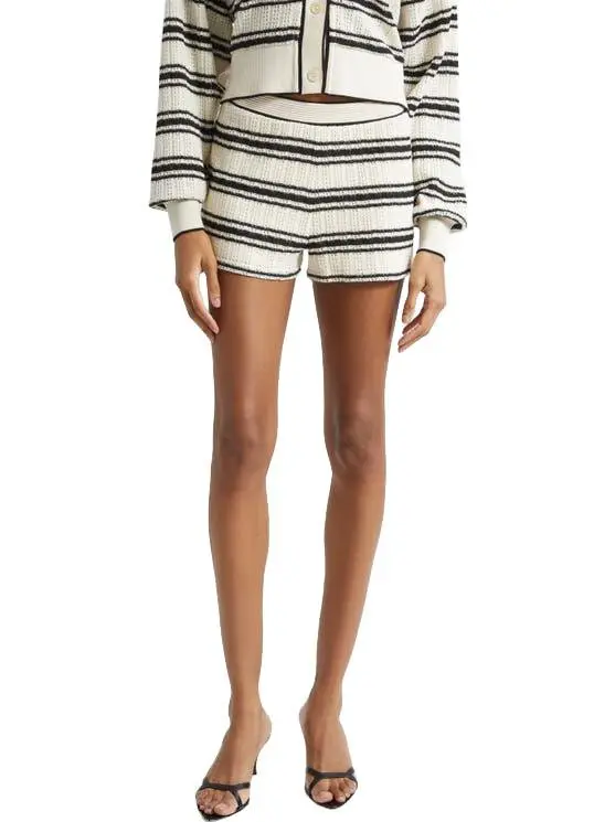 Ramy Brook Olympia Stripe Knit Shorts - Black Stripe