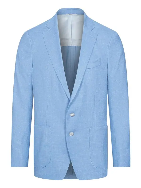 EMANUEL BERG Slub Wool & Silk Blend Sport Coat - Medium Blue