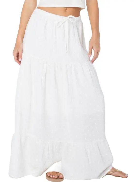Roxy Tiered Cotton Maxi Skirt - Cloud Dancer