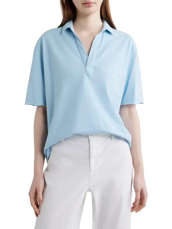 Frank & Eileen Patty Popover Cotton Top - Dive Blue