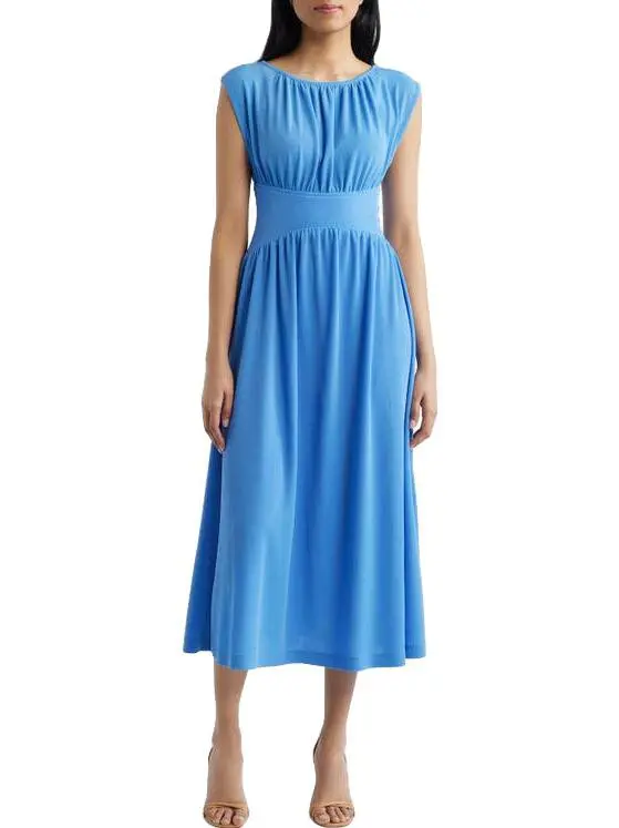 Anne Klein Shirred Empire-waist Midi Dress - Seaport
