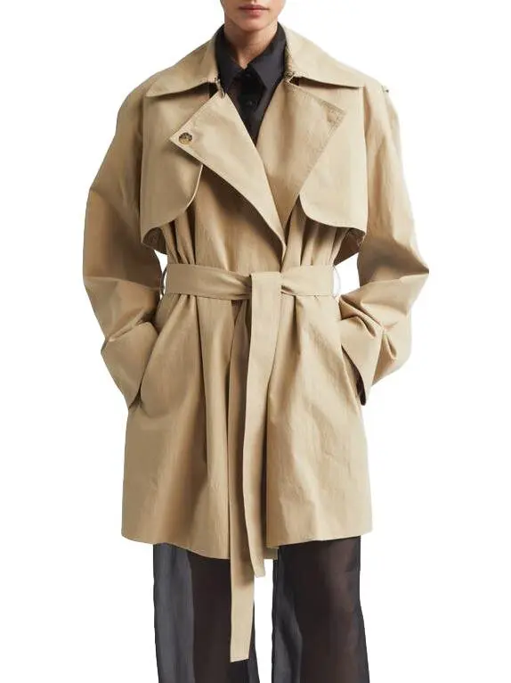 GIA STUDIOS Split Trench Coat With Removable Sleeves - Camel