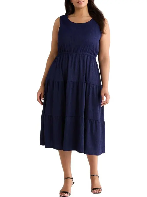 Anne Klein Sleeveless Tiered Midi Dress - Distant Mountain