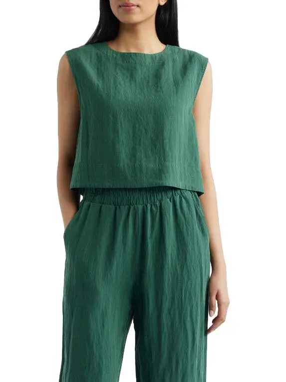 CLOTH & STONE Boxy Back Button Sleeveless Top - Meadow Moss