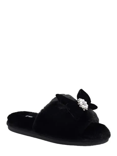 CANDIE'S Faux Fur Slide Slipper - Black