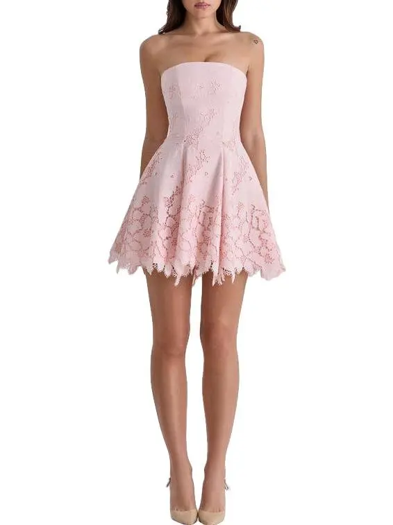 House Of Cb Jemma Cutout Strapless Fit & Flare Dress - Pink
