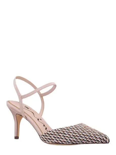 Nina Teena Pointed Toe Ankle Strap Pumps - Beige