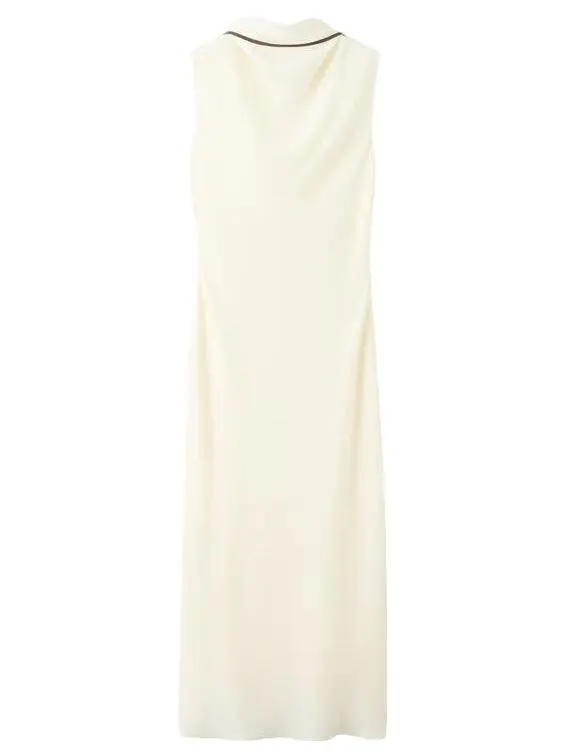 Mango Tie Back Sleeveless Midi Dress - Vanilla