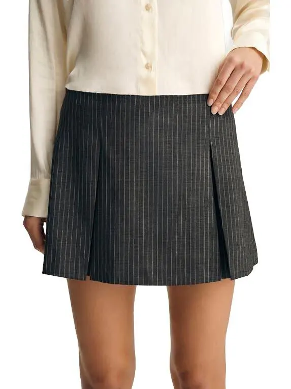 MAVI Striped Pleated Mini Skirt - Antrasit Pin Stripe