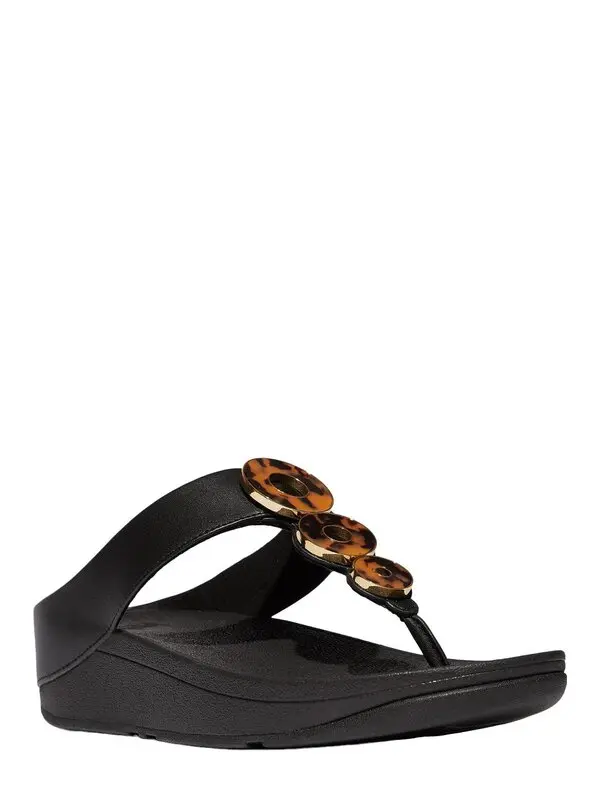 Fitflop Fino Resin Hoop Lea Sandal - All Black