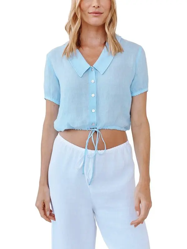 Bella Dahl Linen Button-up Shirt - Blue Bell
