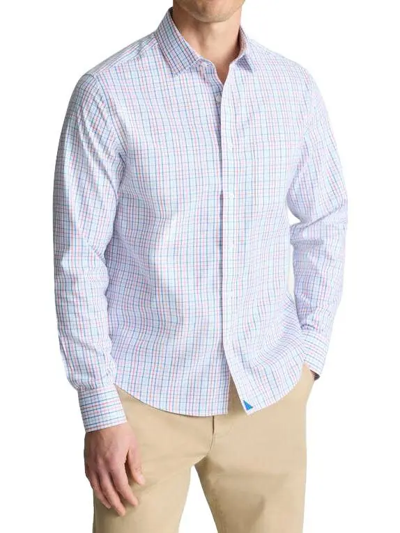 UNTUCKIT Tattersall Check Wrinkle Free Cotton Button-up Shirt - Pink Blue