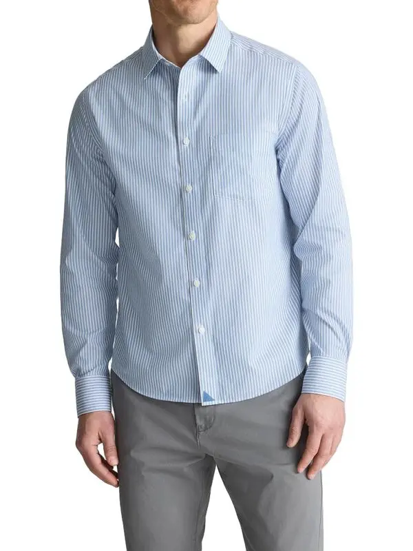 UNTUCKIT Stripe Wrinkle Free Cotton Button-up Shirt - Blue