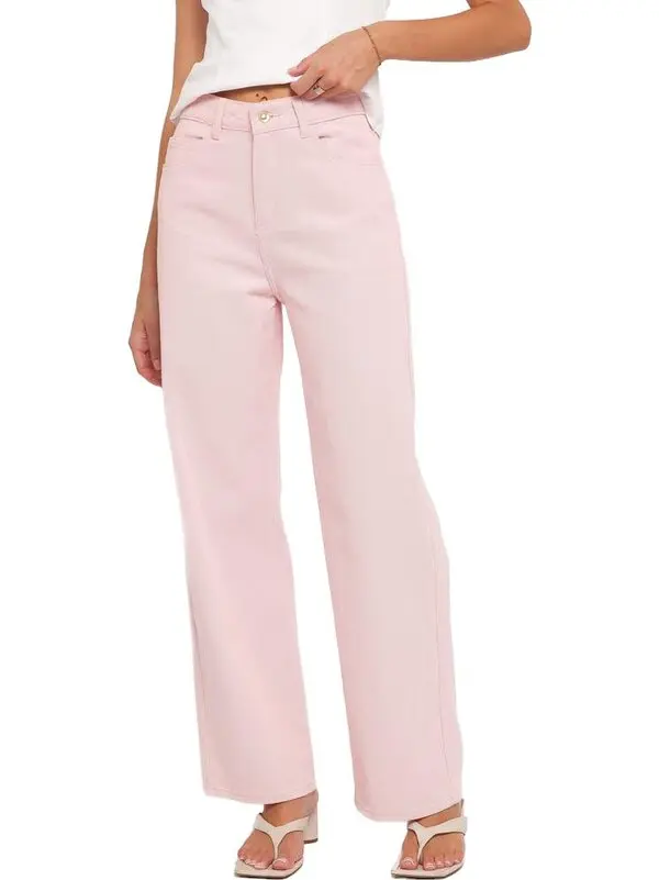 PETAL & PUP Ailis High Waist Wide Leg Jeans - Dusty Pink