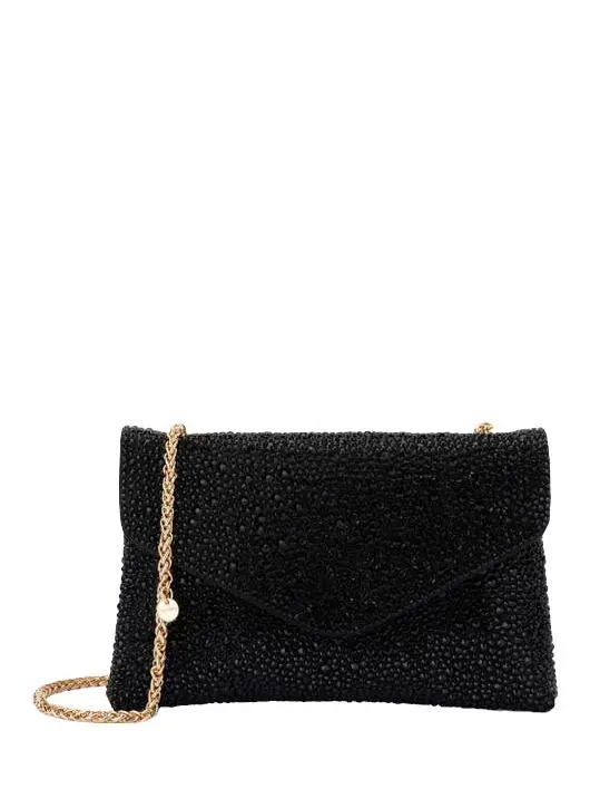OLGA BERG Hattie Crystal Shoulder Bag - Black