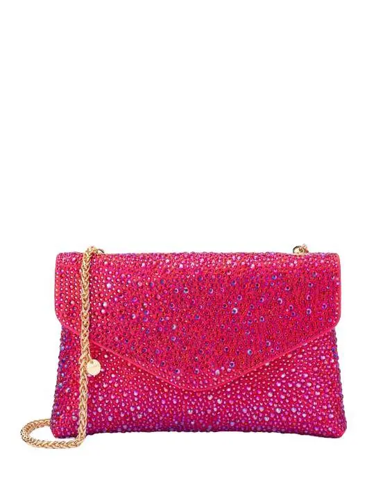 OLGA BERG Hattie Crystal Shoulder Bag - Fuchsia