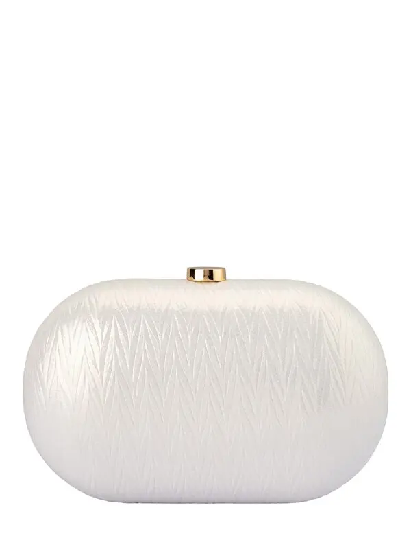 OLGA BERG Izza Oval Frame Clutch - Pearl