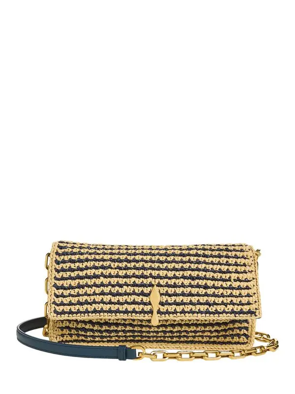 CHRISTIAN LOUBOUTIN Bettina Stripe Crochet Raffia Crossbody Bag - Naturel/last Night