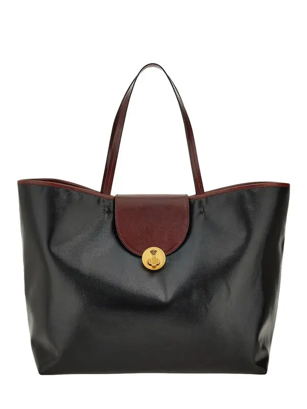 Versace Large Coated Canvas And Leather Tote - Black Rosewood-gold 82