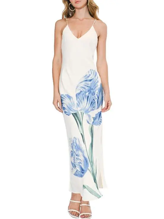 Adelyn Rae Corinne Floral Print Slipdress - Off White