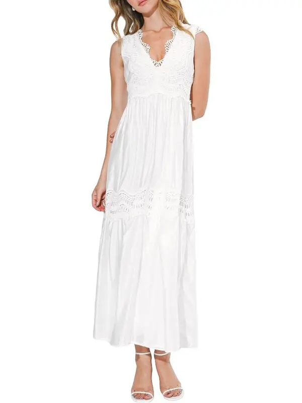 Adelyn Rae Lace Inset Maxi Dress - White