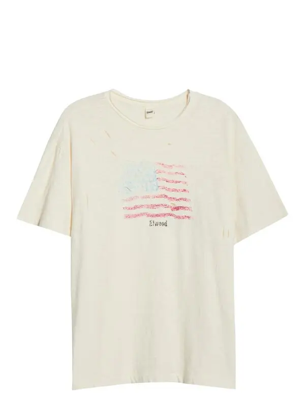 ELWOOD Frontier Flag Graphic T-shirt - Salt