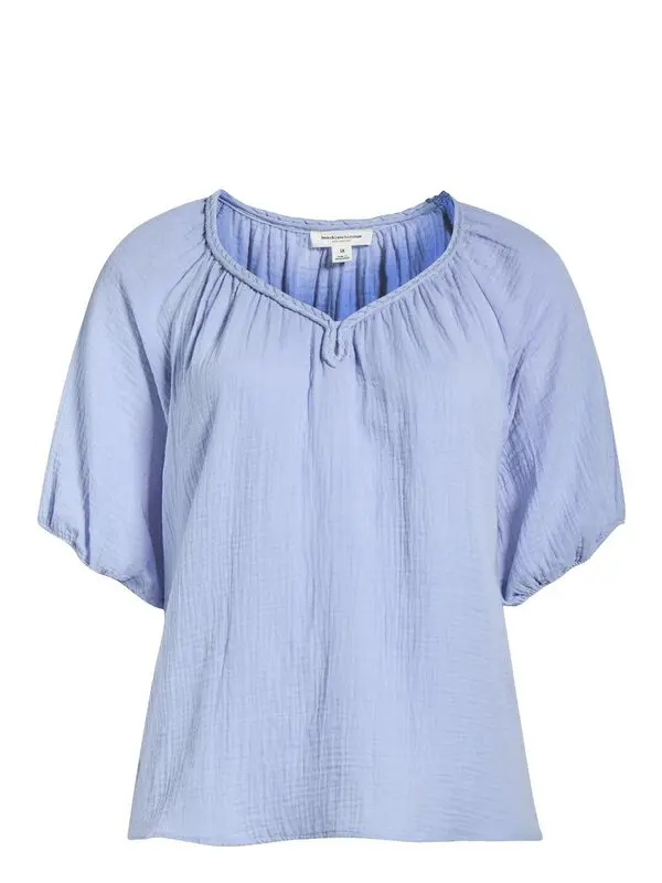 BEACHLUNCHLOUNGE Xyla Cotton Gauze Top - Light Denim