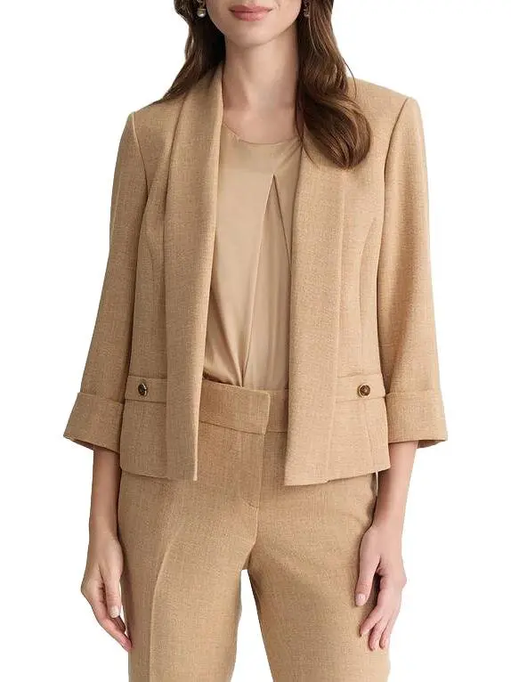 KASPER Shawl Collar Cropped Jacket - Toasted Wheat