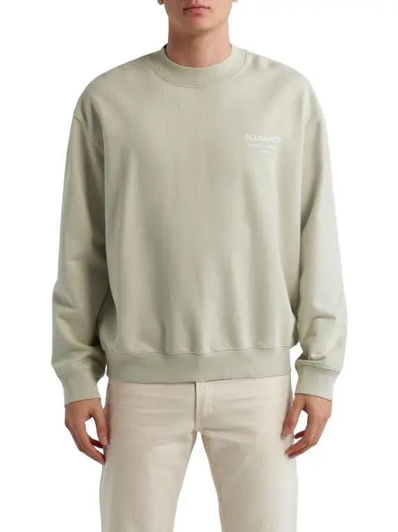 ALLSAINTS Dreamer Oversize Cotton Fleece Crewneck Sweatshirt - Powdered Green