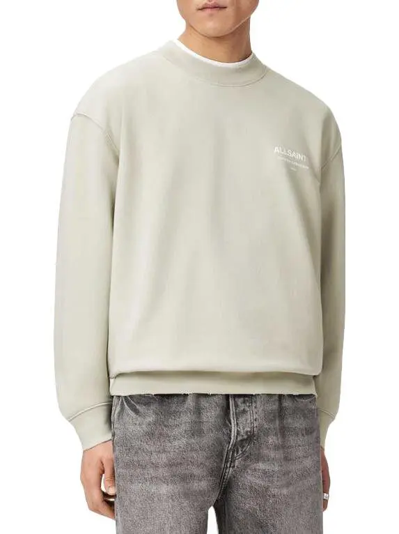 ALLSAINTS Dreamer Oversize Cotton Fleece Crewneck Sweatshirt - Powdered Green