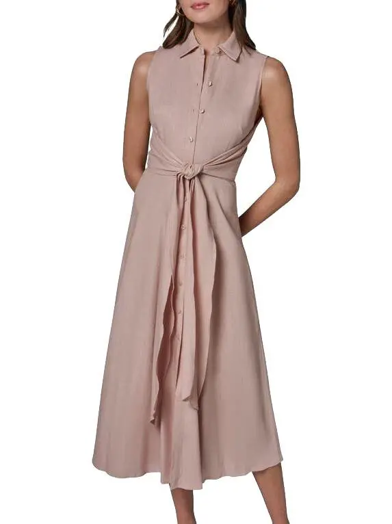 DONNA KARAN WEEKEND Sleeveless Linen-blend Shirtdress - Snow Petal