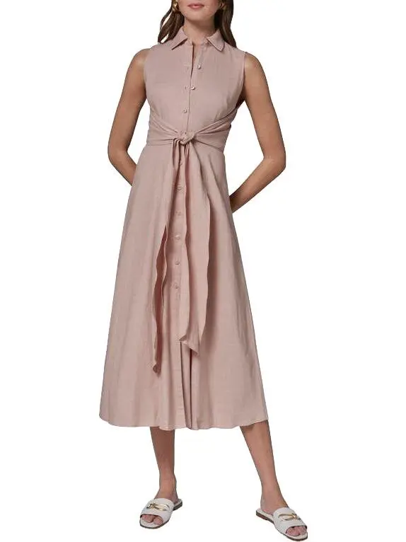 DONNA KARAN WEEKEND Sleeveless Linen-blend Shirtdress - Snow Petal