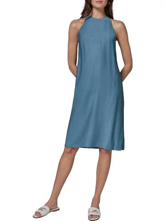 DONNA KARAN WEEKEND Sleeveless Midi Shift Dress - Washed Indigo