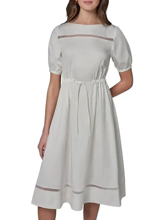 DONNA KARAN WEEKEND Short Sleeve A-line Dress - Cream